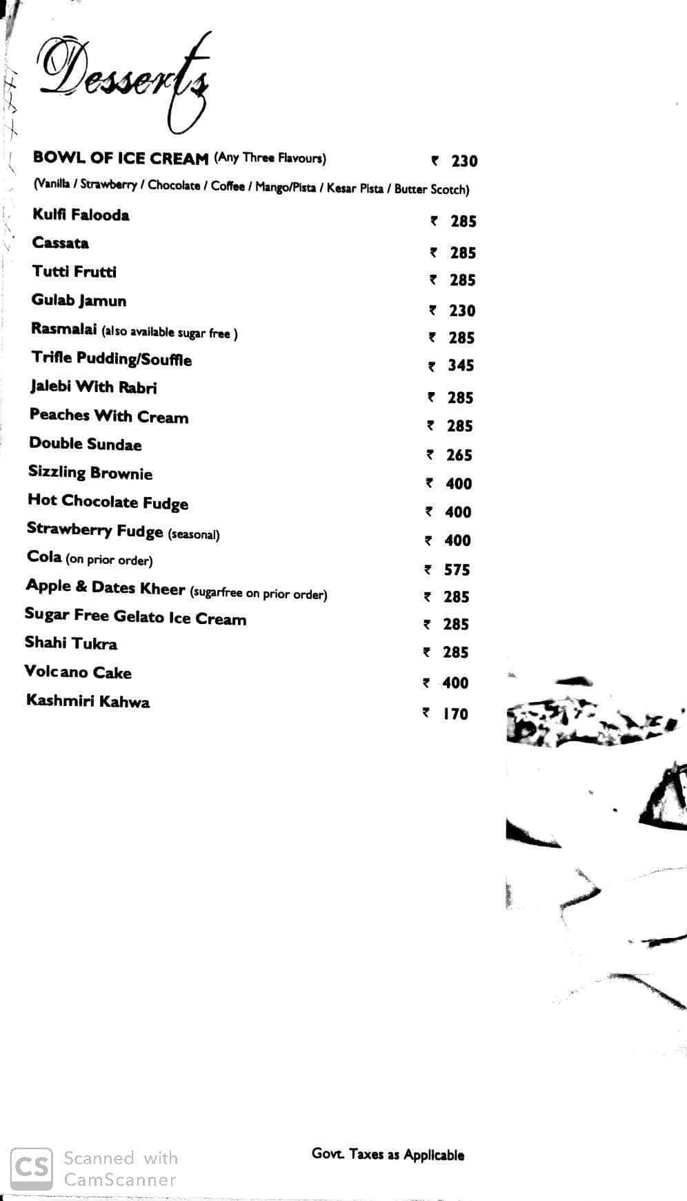 Menu at Taal Restaurant, Amritsar