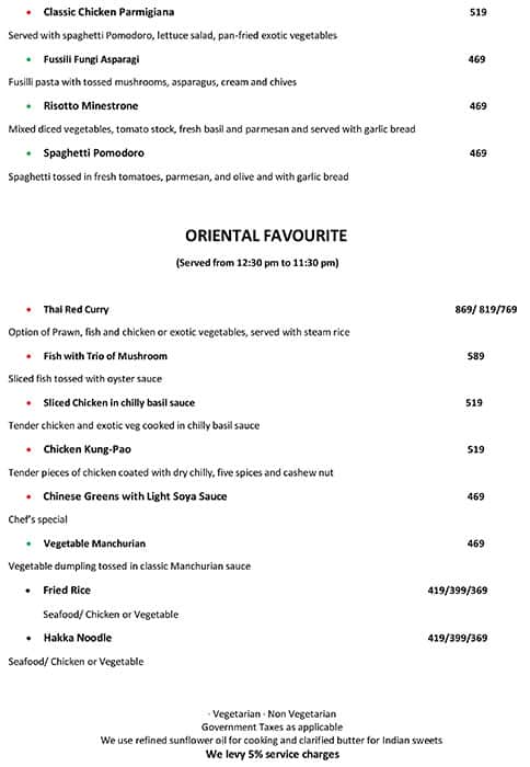 Menu at The Creative Kitchen Radisson Blu, Nagpur