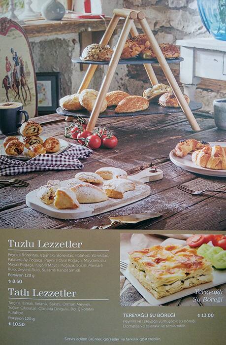 Menu at Özsüt, Istanbul, Cemal Sururi Sk. No:1