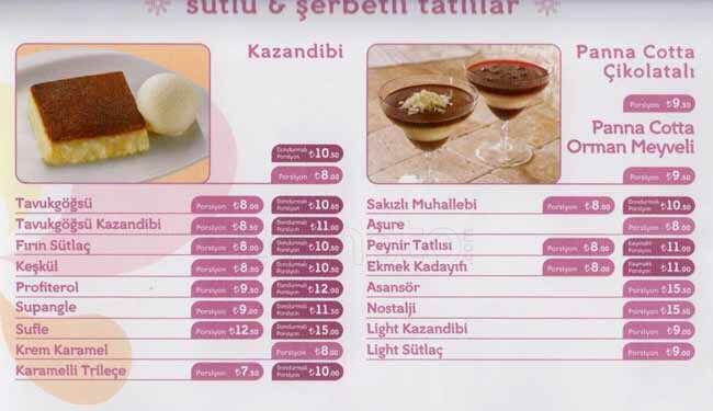 Menu at Özsüt, Samsun, AVM No:55
