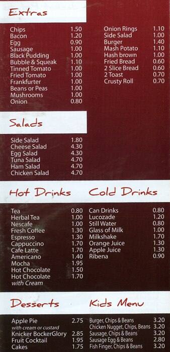 Menu at La Cafe Delight, London