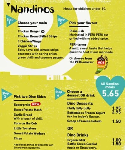 Menu at Nando's Birmingham - Bullring restaurant, Birmingham, B4100 Unit R2