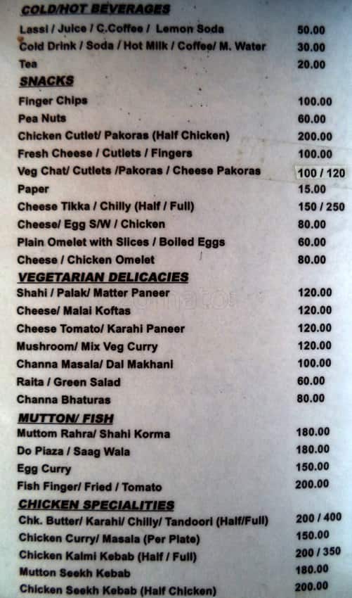 Menu at Franco, Chandigarh, SCO 36