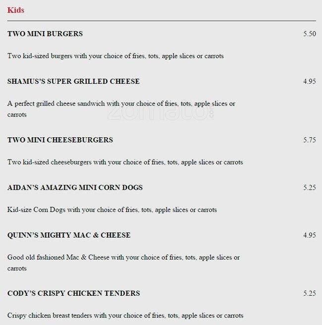 Menu at The Swiss Restaurant & Pub, Tacoma