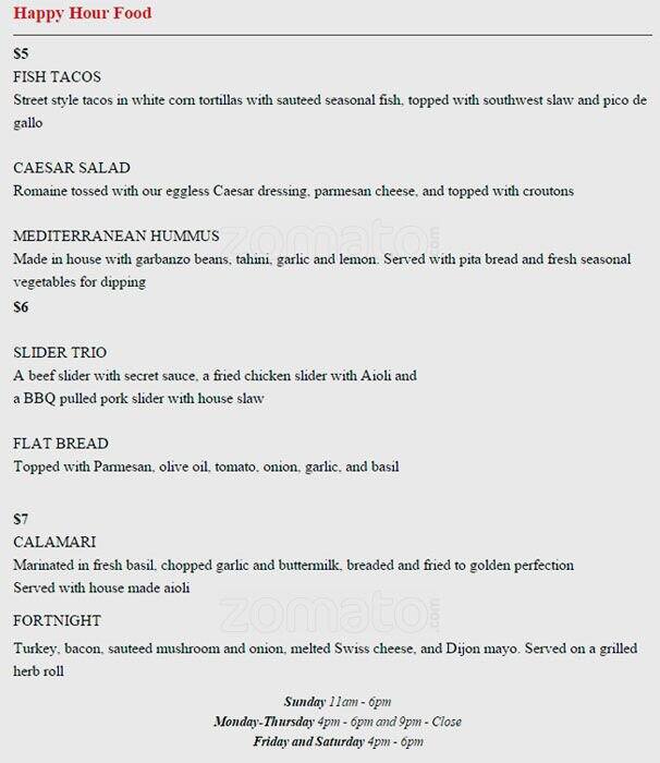 Menu at The Swiss Restaurant & Pub, Tacoma