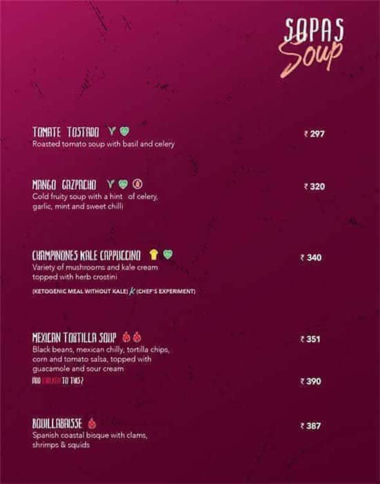 Menu of Poco Loco, Khar, Mumbai