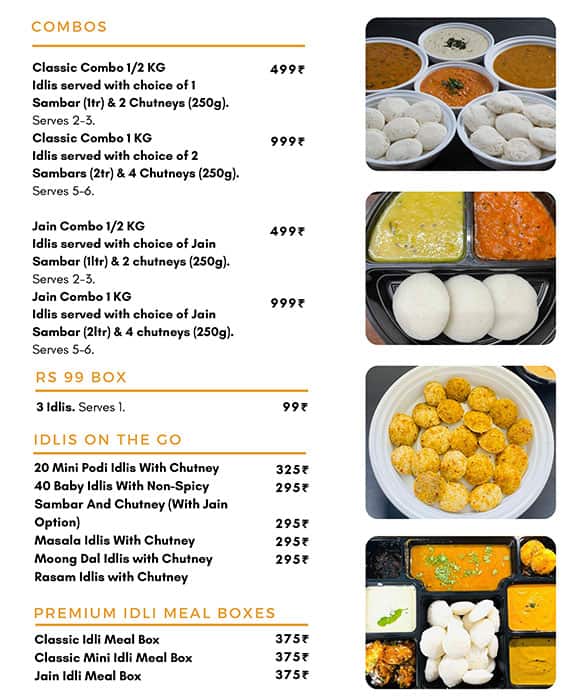 Menu of Idli In Kilo, Kandivali East, Mumbai