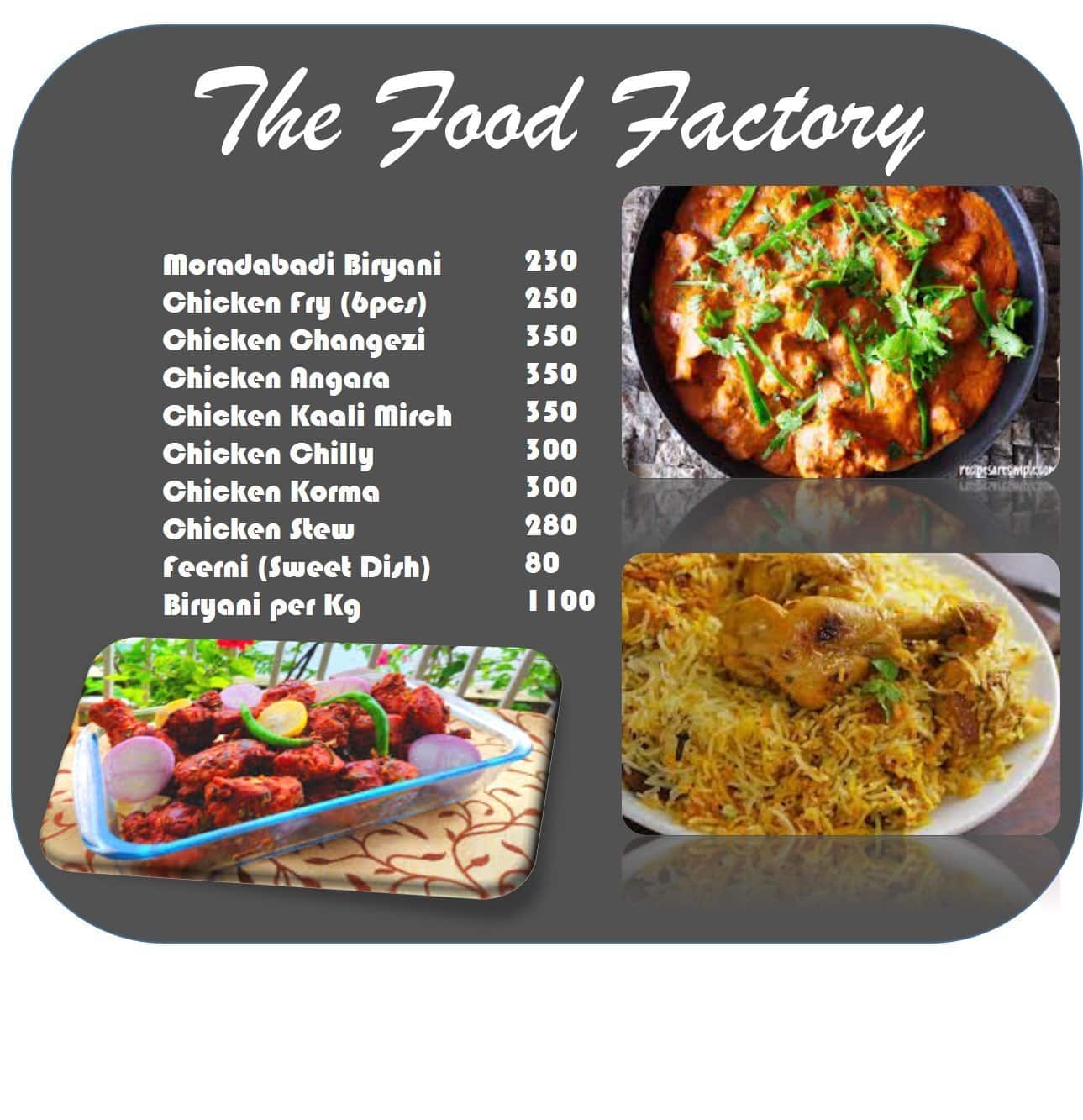 Menu of The Food Factory, Boisar, Mumbai