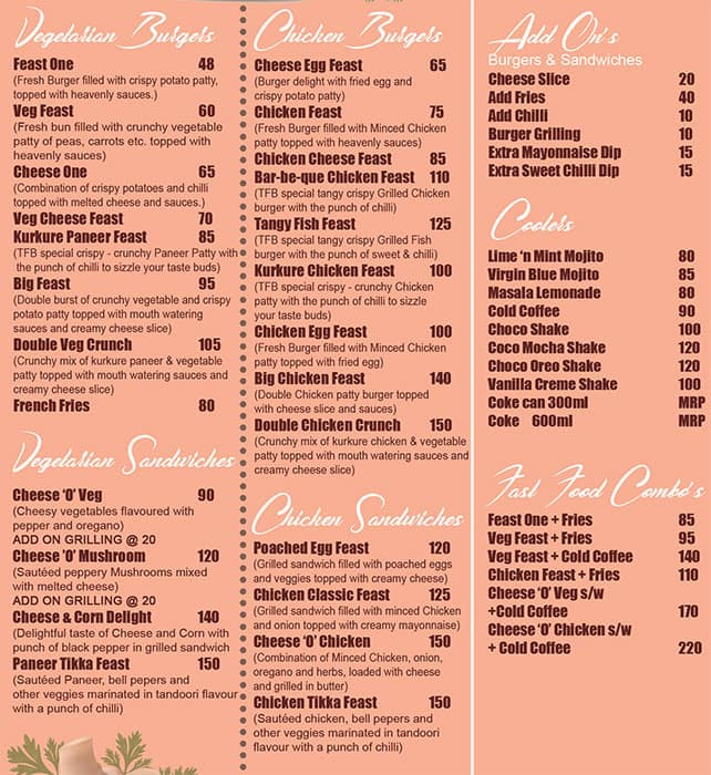 Menu of The Feast Box, Sector 45, Noida