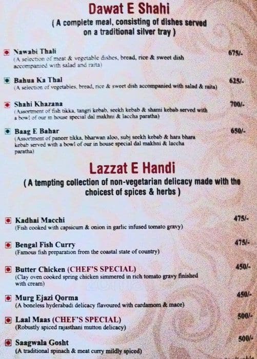 Sheesh Mahal - Mansingh Palace Menu - Zomato