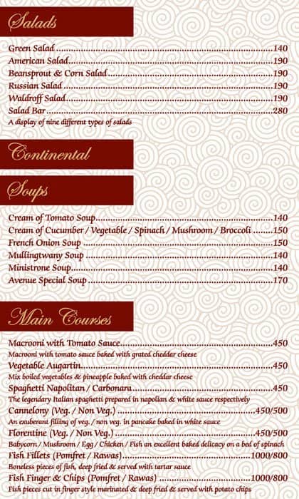 The Avenue Menu, Menu for The Avenue, Kandivali East, Mumbai - Zomato