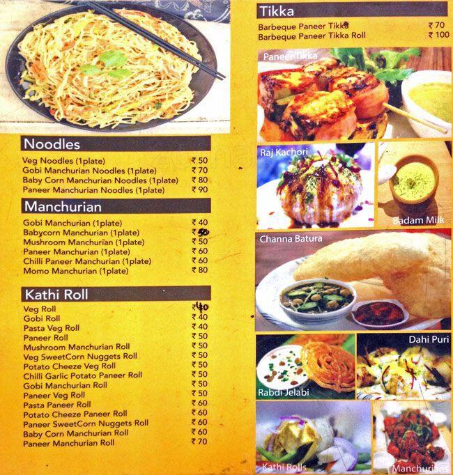 Menu at The Chaat Shop, Bengaluru, 11/4