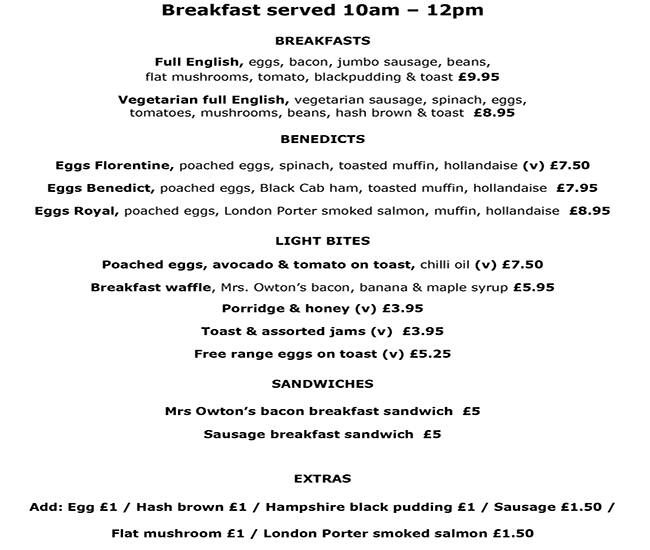 Menu at The Euston Flyer, Euston Road pub & bar, London