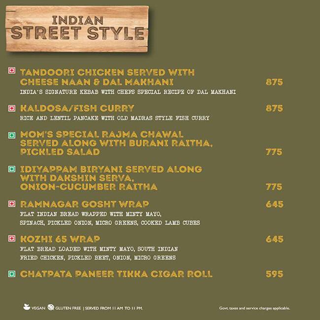 Menu at Bazaar All Day Diner, Chennai