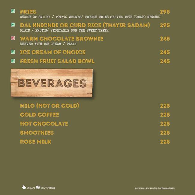 Menu at Bazaar All Day Diner, Chennai