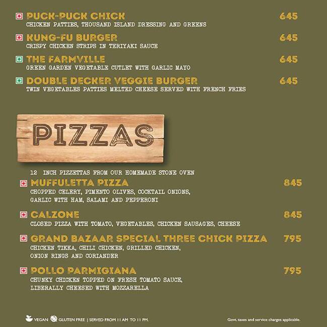 Menu at Bazaar All Day Diner, Chennai