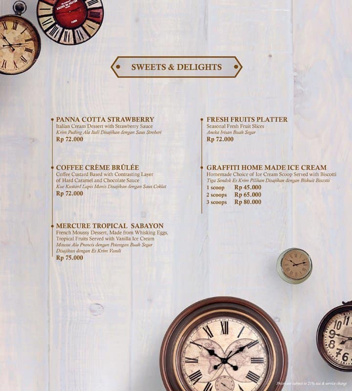 Menu at Graffiti Restaurant, South Jakarta, Jl. R.A. Kartini No.18