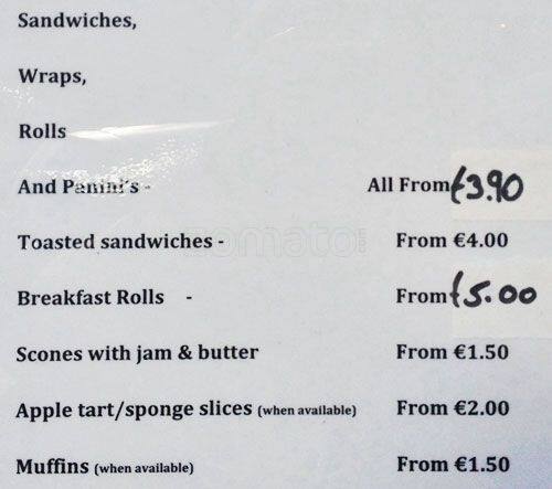 Menu at The Real Sandwich Bar, Dublin