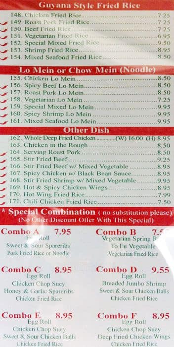 Menu at Golden Wok restaurant, Toronto, 94 Halsey Ave