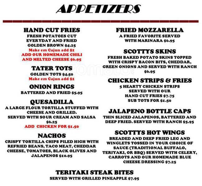 Scotty's Menu, Menu for Scotty's, Tigard, Tigard - Urbanspoon/Zomato