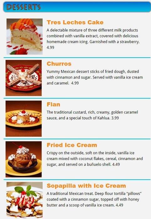 Carta del restaurante Cabo's Mexican Cuisine & Cantina, Charlotte