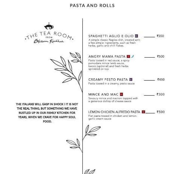 Menu at The Tea Room from Blossom Kochhar, New Delhi