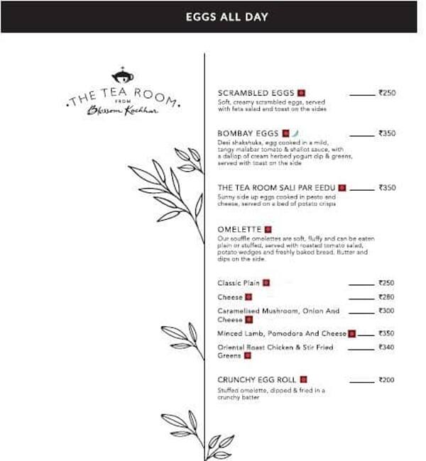 Menu at The Tea Room from Blossom Kochhar, New Delhi