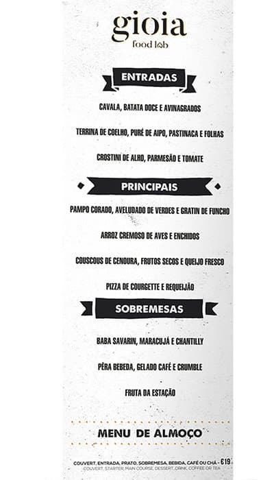 Gioia Food Lab Menu, Menu de Gioia Food Lab, Avenida da Liberdade ...