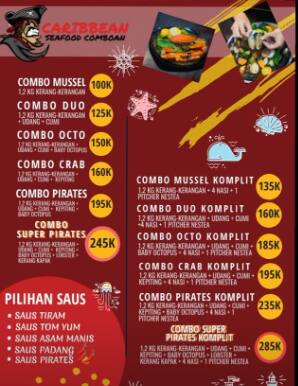 Carta del restaurante Caribbean Seafood Comboan Dermaga Riau, Bandung ...