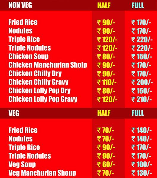 Menu of Avani Chinese Corner, Fatima Nagar, Pune