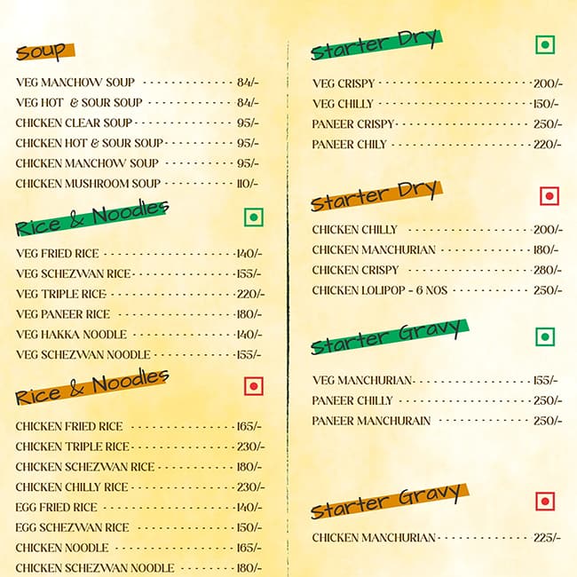 Menu of A-1 Restaurant, Kharghar, Navi Mumbai