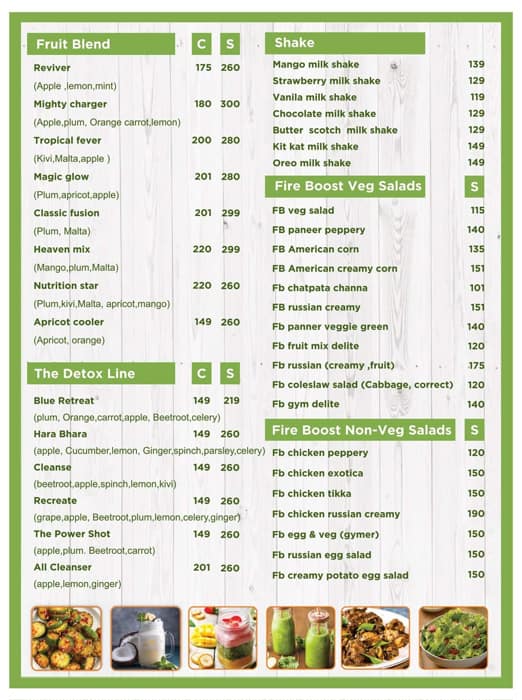 Menu at Fire Boost Juice Bar & Cafe, Patna