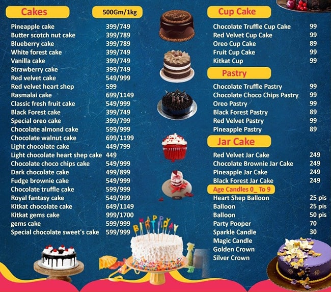 Menu of Royal Cake Cafe, Indirapuram, Ghaziabad