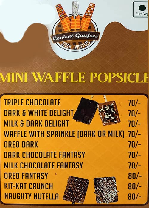 Menu of Conical Gaufres, PG Road, Secunderabad