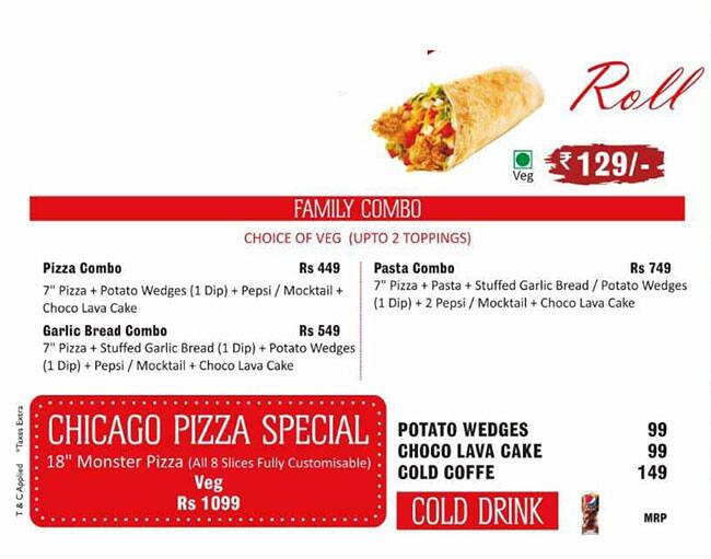 Menu of Chicago Pizza, Saket, New Delhi