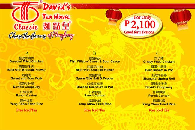Menu at David's Tea House restaurant, Manila, Tomas Mapua Street