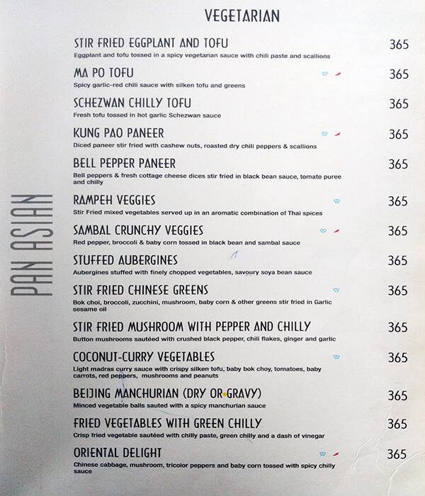 Menu at Azzuri Bay, Chennai, 13