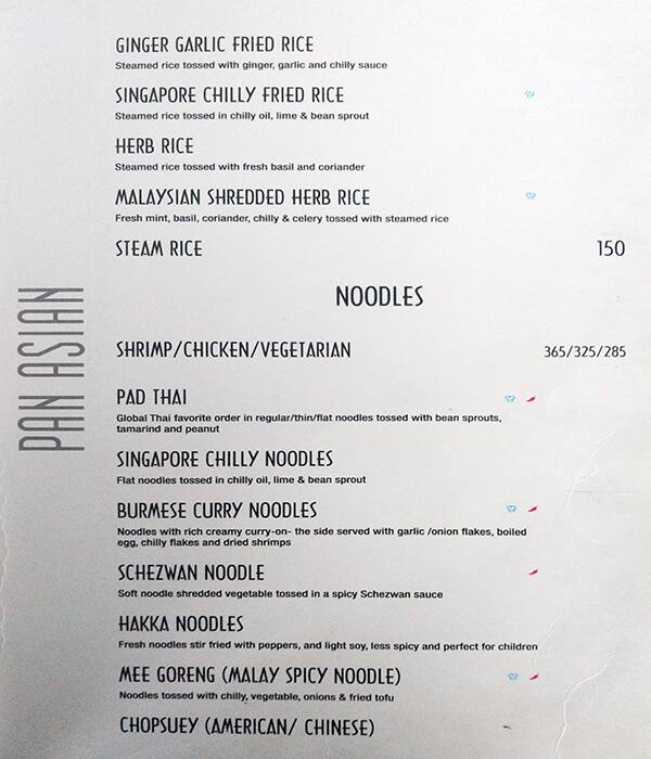 Menu at Azzuri Bay, Chennai, 13