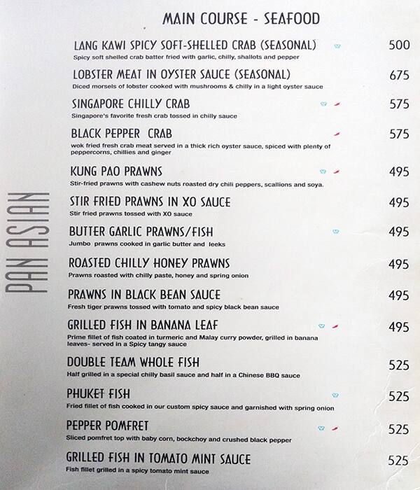 Menu at Azzuri Bay, Chennai, 13