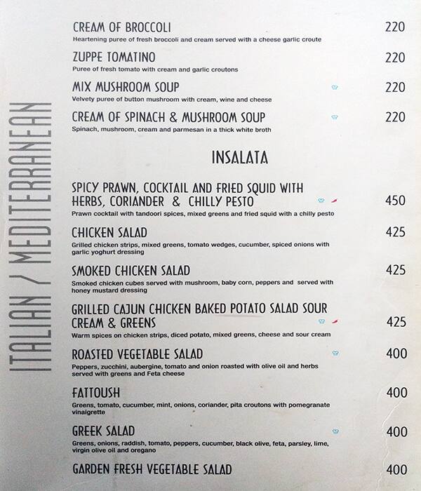 Menu at Azzuri Bay, Chennai, 13