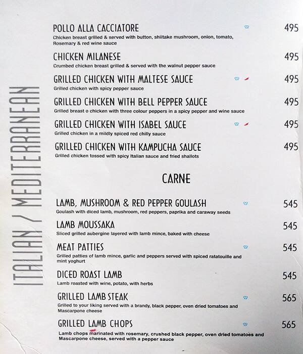 Menu at Azzuri Bay, Chennai, 13