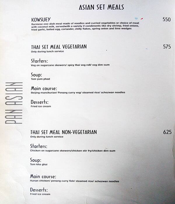 Menu at Azzuri Bay, Chennai, 13