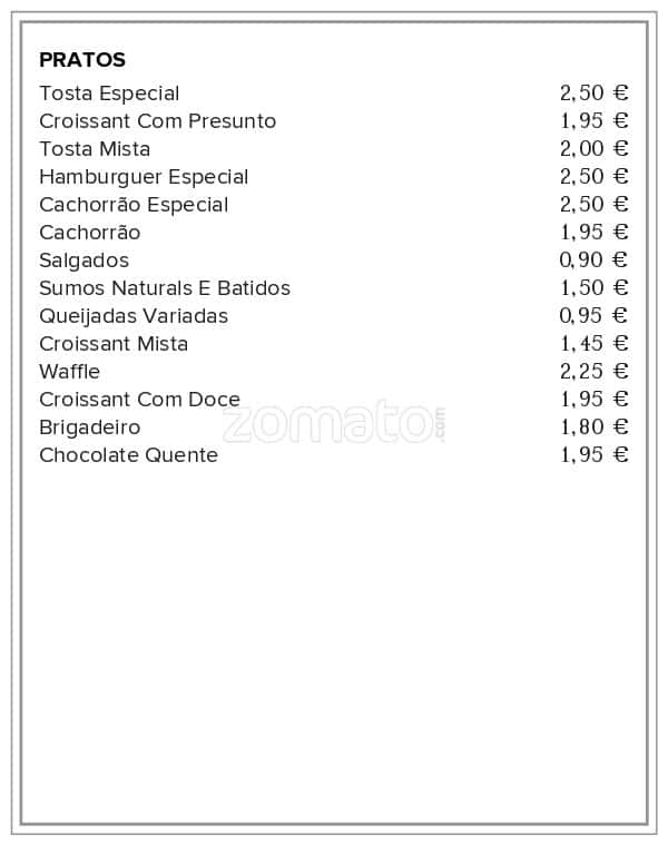 Menu at O Petiz do Alva restaurant, Sintra