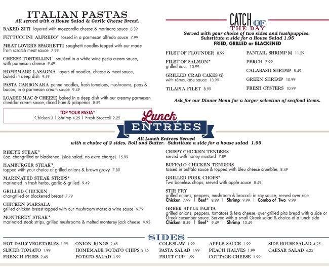 Menu at Hilltop Fish Fare & Steakhouse, Monroe