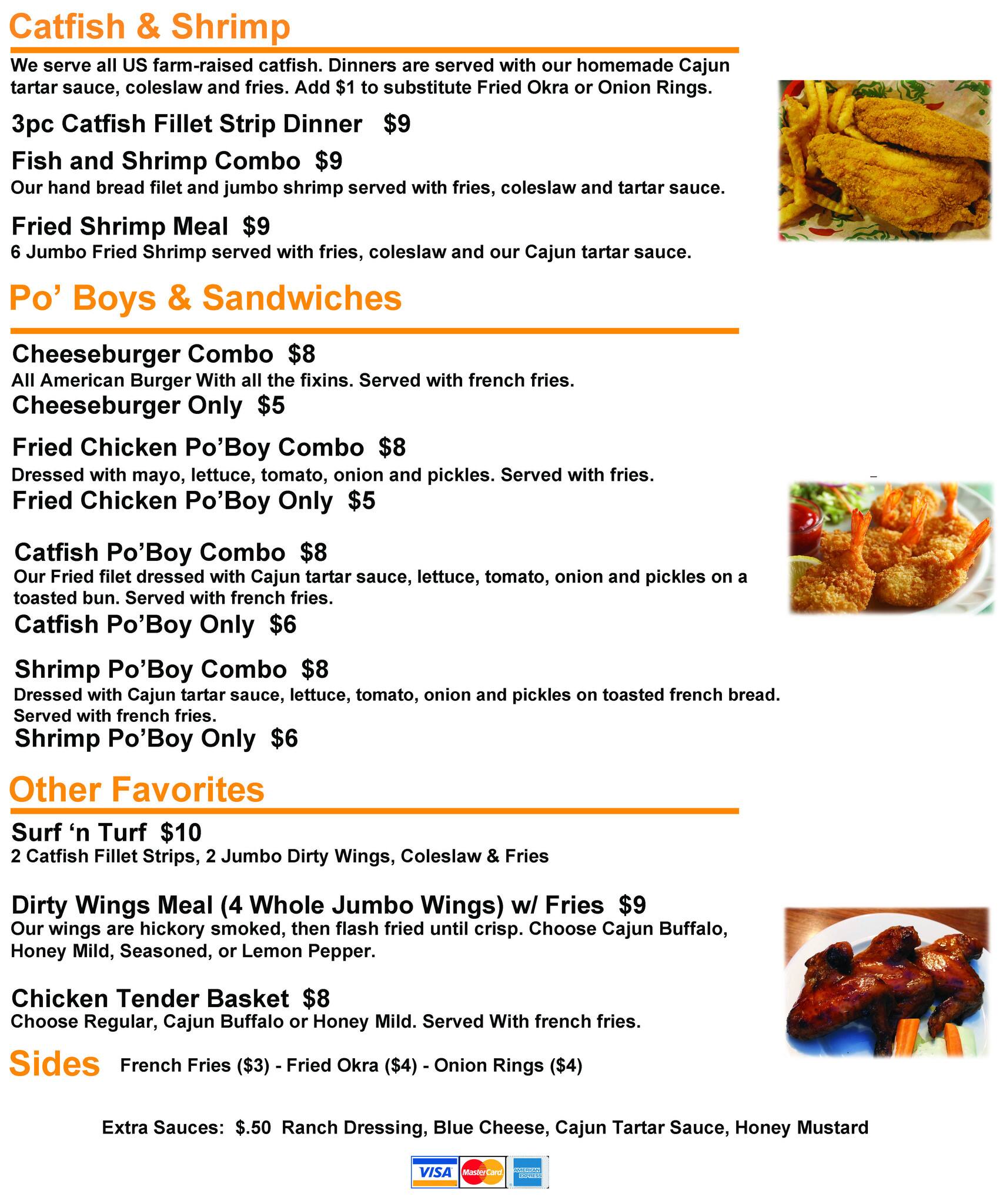 Menu at Fish Fry, Memphis