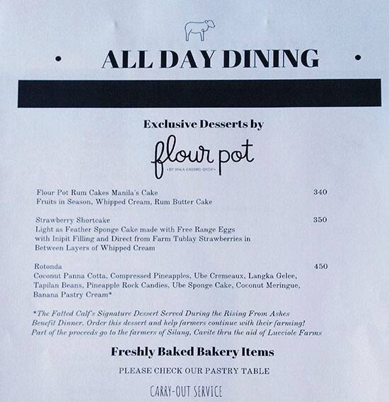 Menu at The Fatted Calf Tagaytay restaurant, Silang