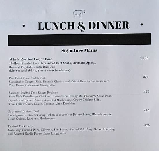 Menu at The Fatted Calf Tagaytay restaurant, Silang