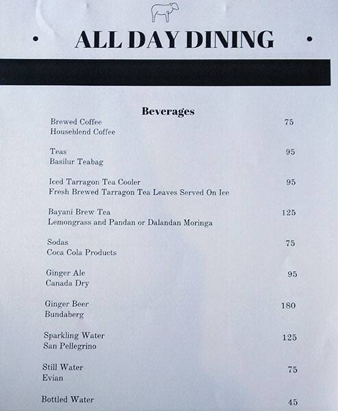 Menu at The Fatted Calf Tagaytay restaurant, Silang