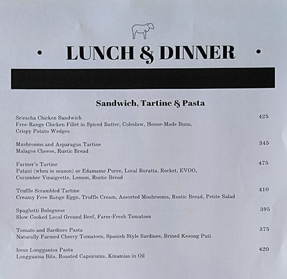 Menu at The Fatted Calf Tagaytay restaurant, Silang