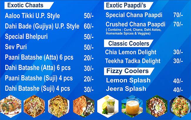 Menu of UP Chaat Culture, Raja Park, Jaipur